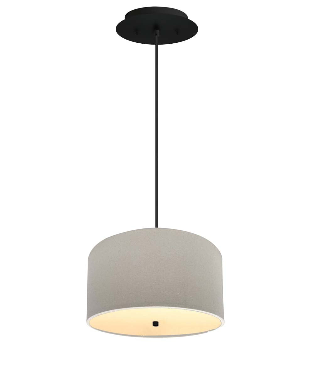 16" W 2 Light Pendant Light Oatmeal Linen Drum Shade with Diffuser ...