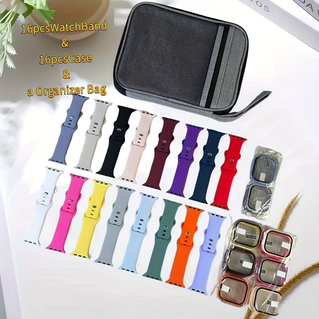 16 Watch Straps + 16 Screen Protectors + Bumper Cases + 1 Storage Box ...