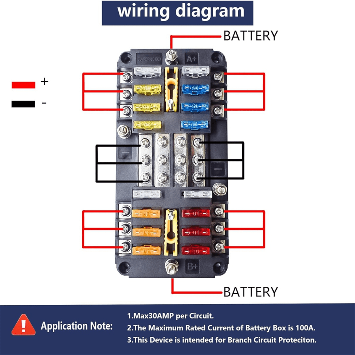 16 Way Fuse Block Blade Fuse Box 12 Circuit Fuse Holder Fuse Block with ...