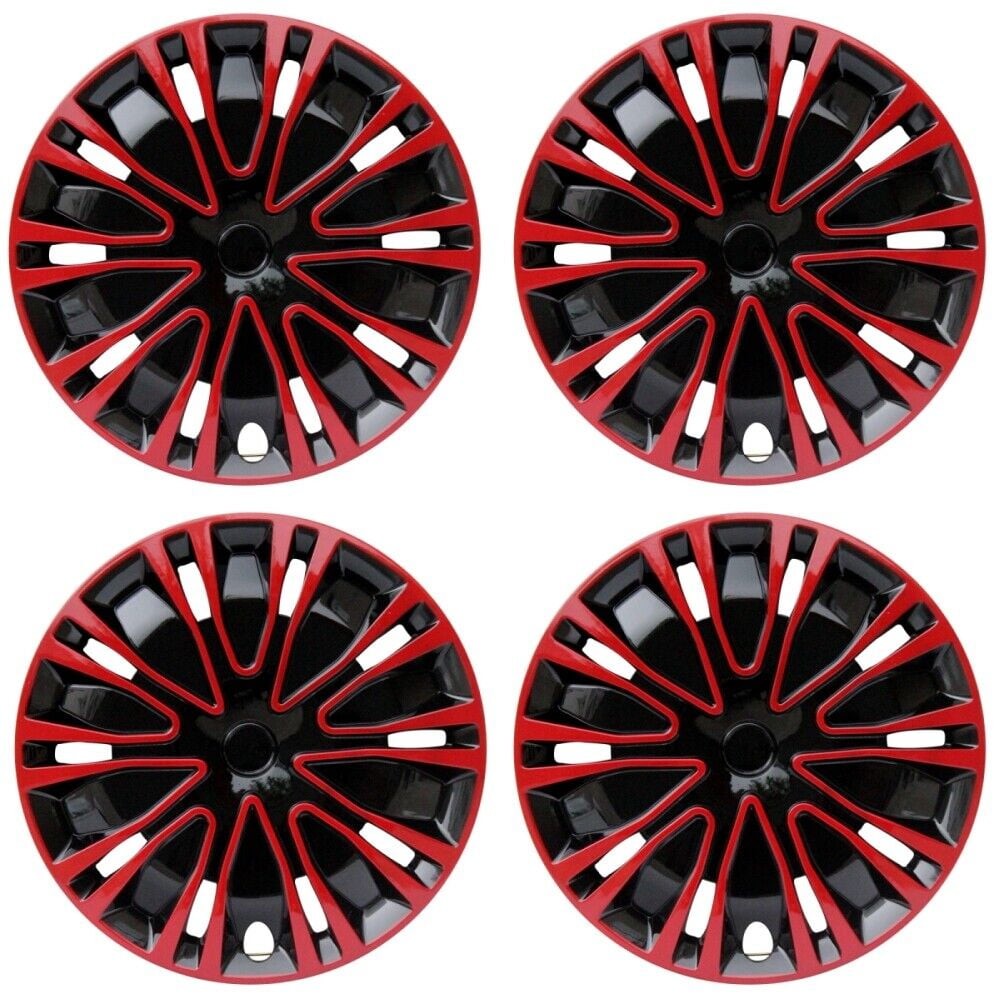 16" Wheel Covers & Hub Caps ABS Black and Red, 4 Pack - Walmart.com