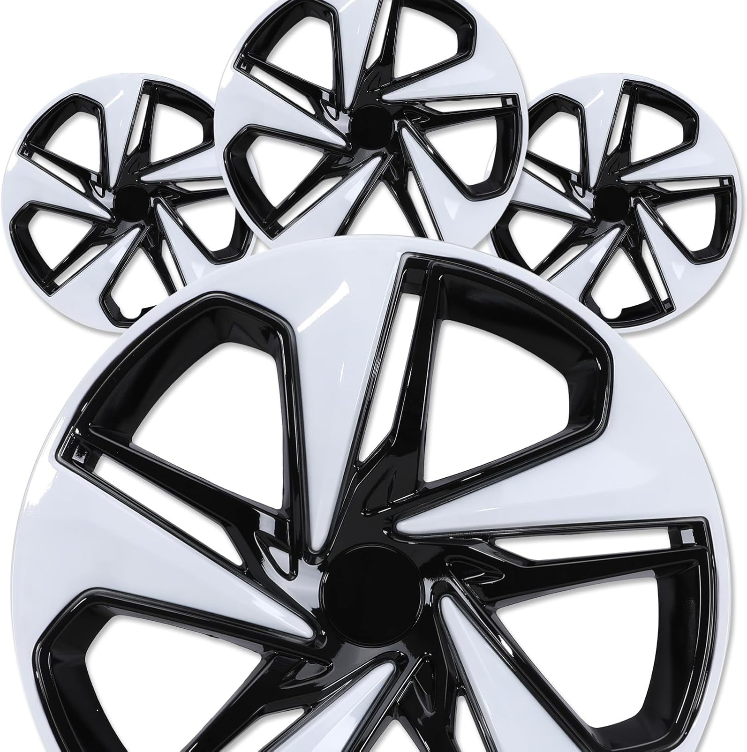 16" White Lacquer & Black Lacquer Hubcaps Compatible with 2016-2026 ...