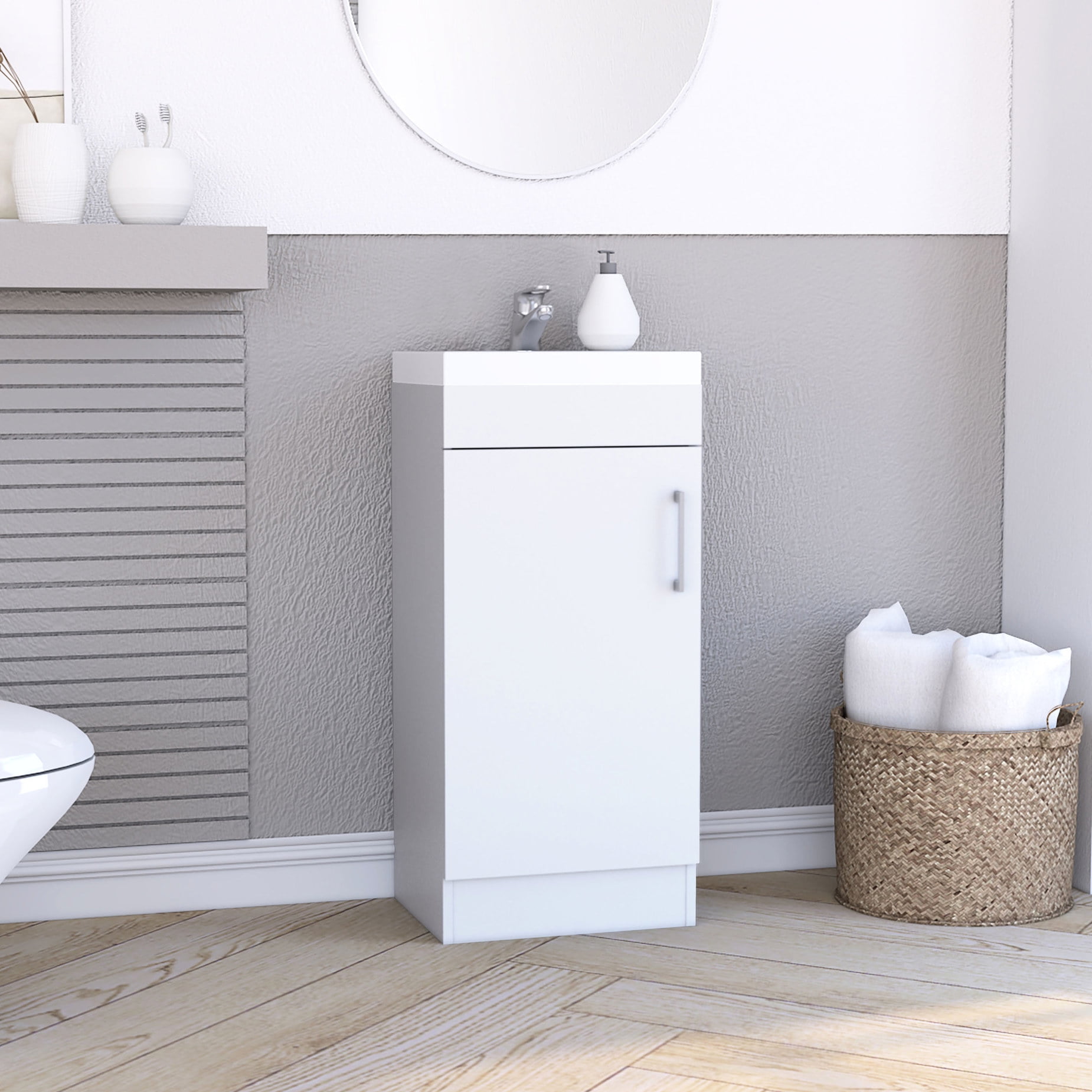 16" White Single Door Vanity | Fits into Different Bathroom Decors ...
