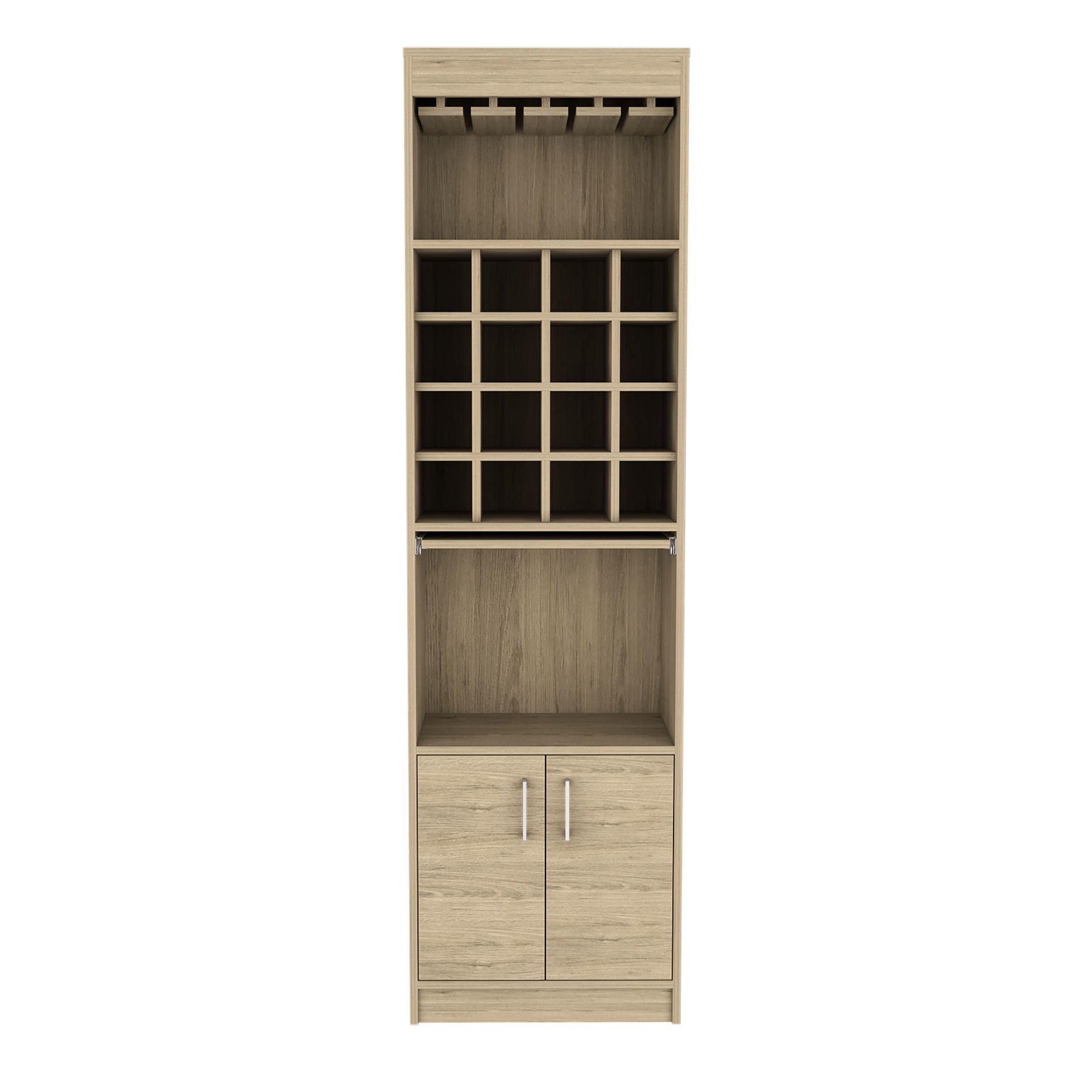 16 Wine Cubbies & Open Shelves Bar Cabinet+Light Pine Style”-“Wine ...