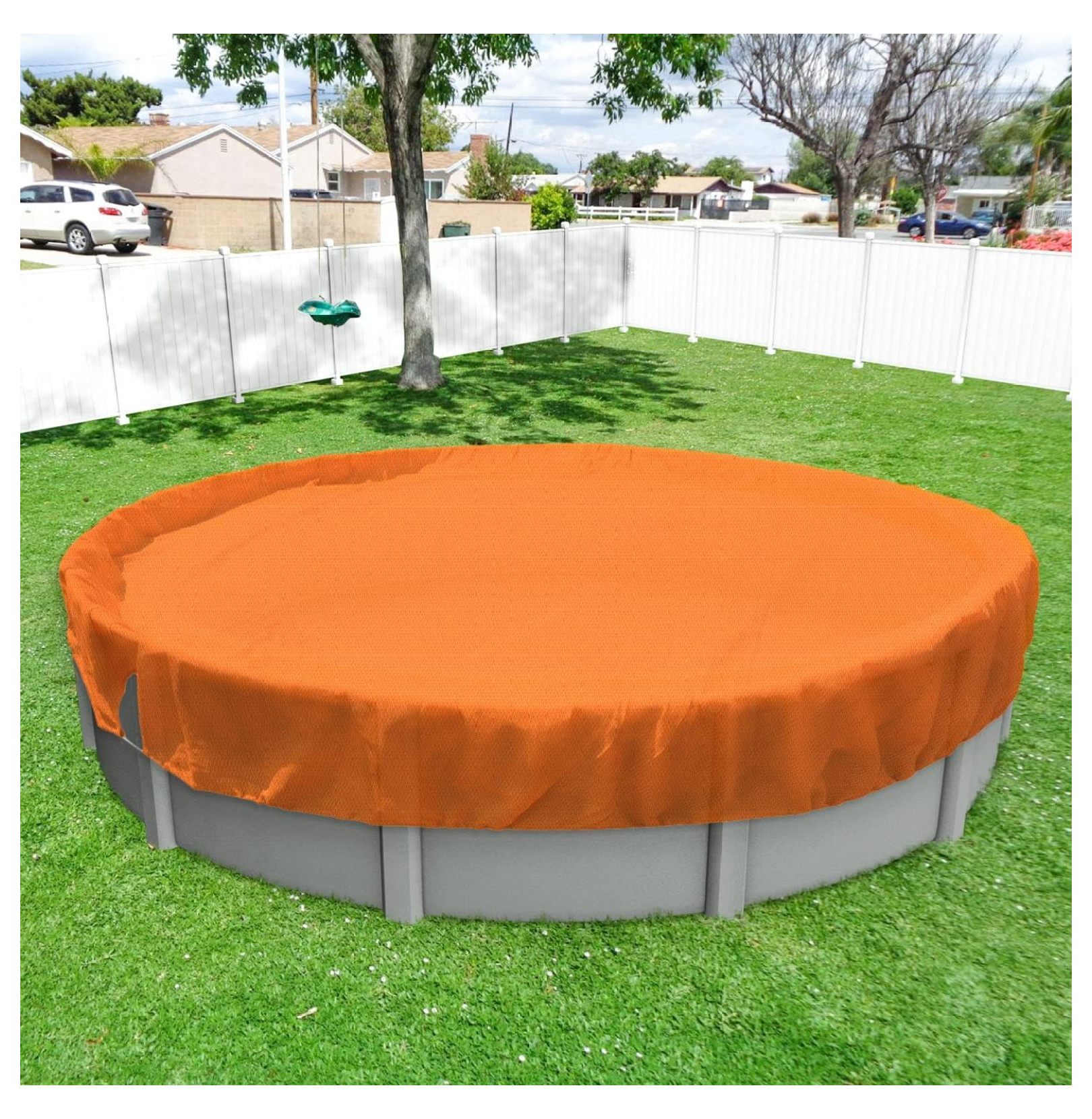 16' Winter Round Pool Safety Cover with Wire Cable Along Edges Winch ...