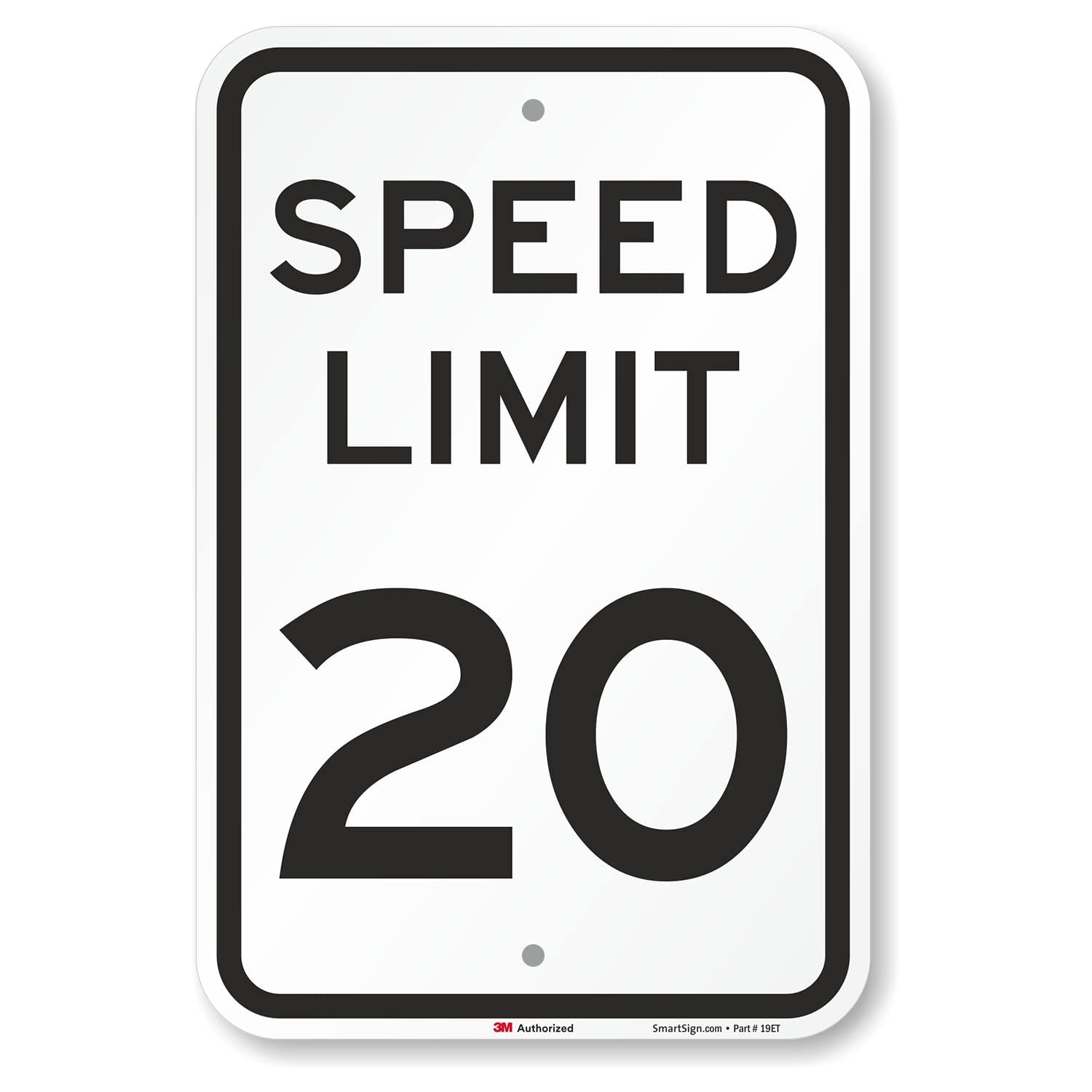 16 X 12 inch “Speed Limit 20” Metal Sign, 63 mil Aluminum, 3M Laminated ...