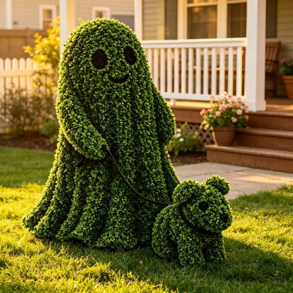 16 X 16 Inch Ghost Artificial Topiary Potted Plant, Cute Walking Dog ...
