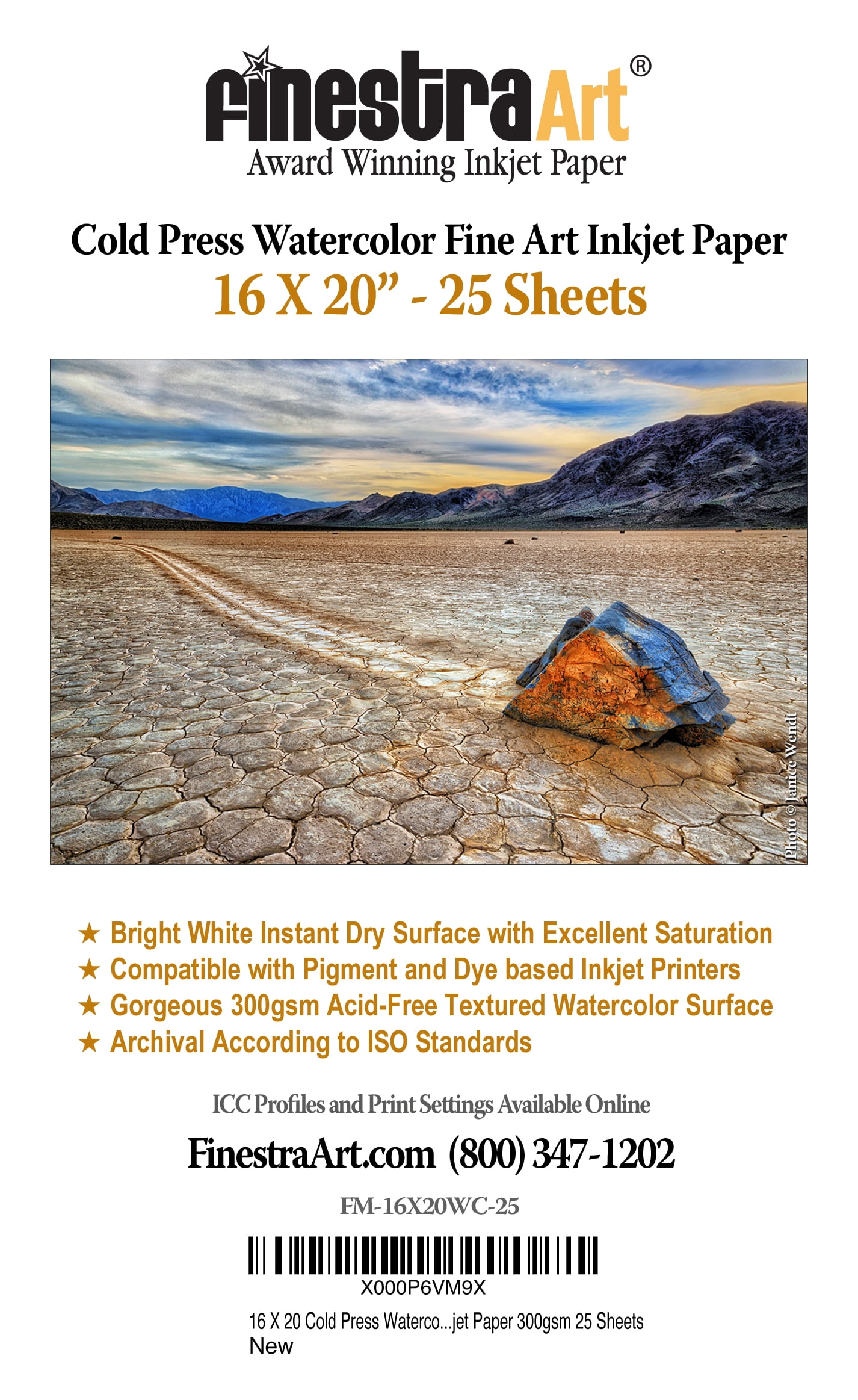 16" X 20" Cold Press Watercolor Fine Art Inkjet Paper - 25 Sheets - Walmart.com