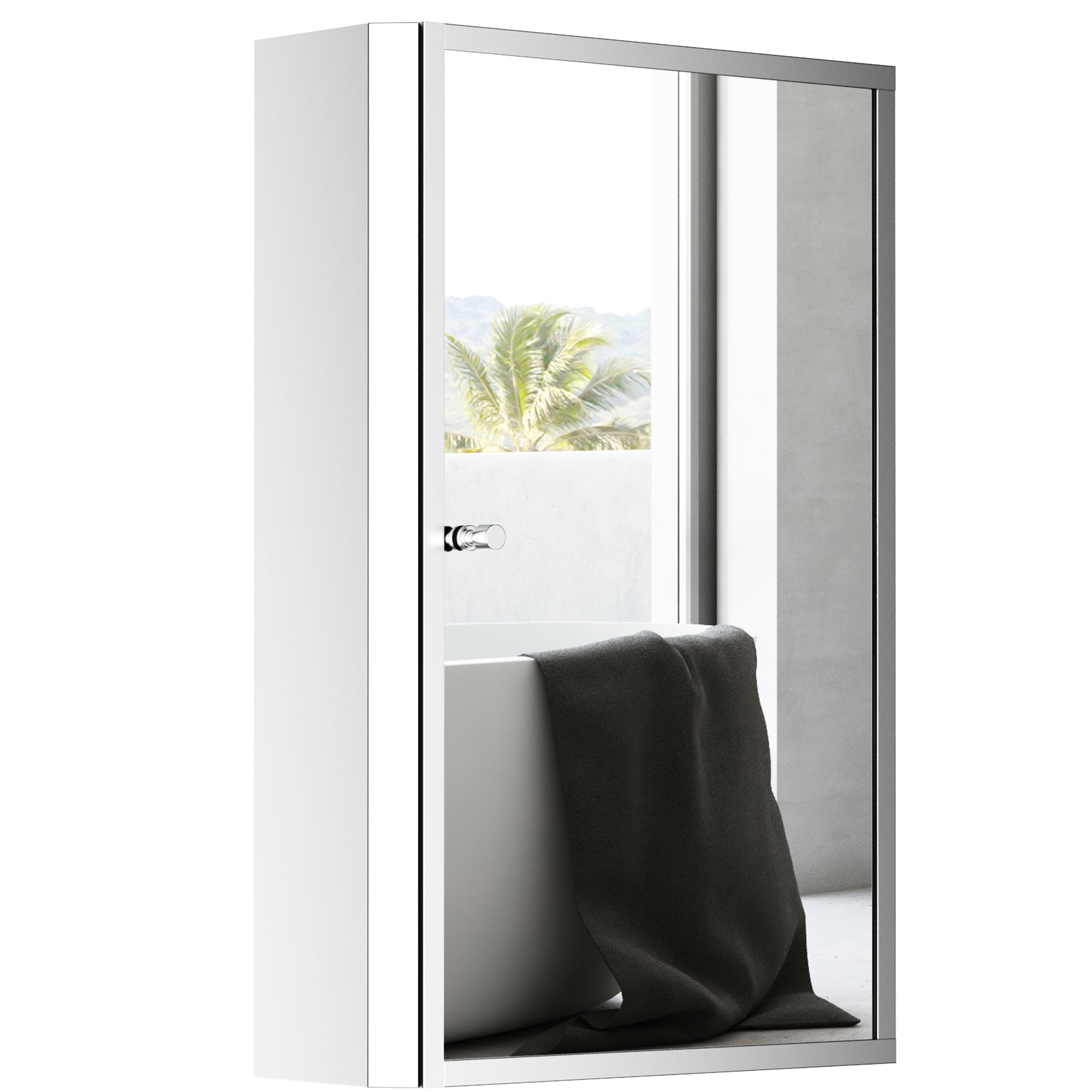 16" X 24" Bathroom Cabinet - Stainless Steel With Mirrored Front And ...