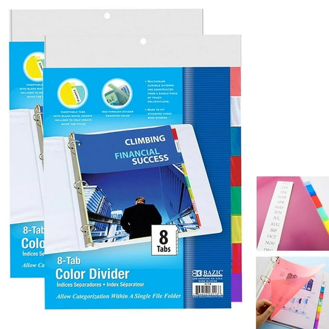 16 X Plastic Binder Dividers Tabs Table Contents Insertable Multicolor 3 Rings - Walmart.com