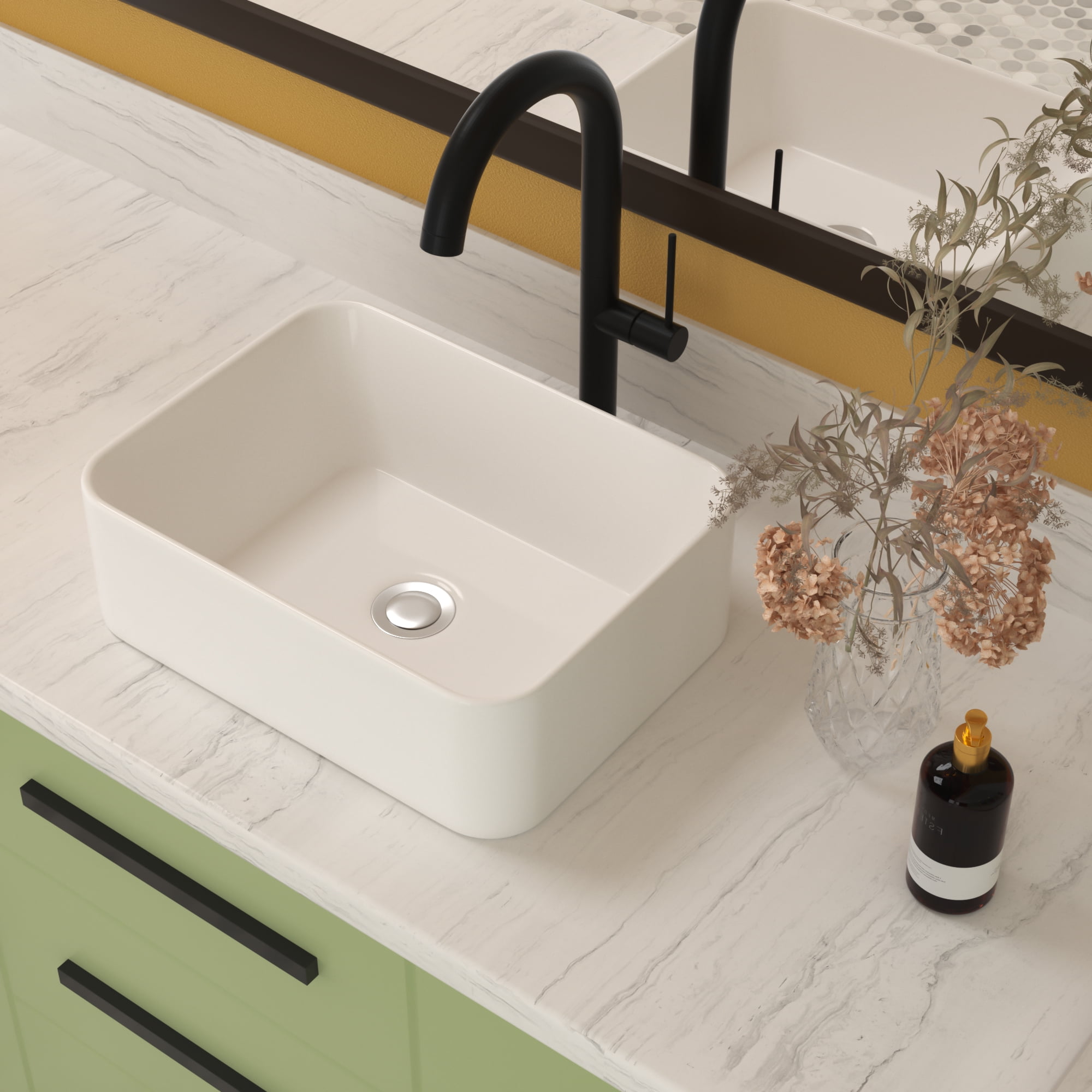 16"X12" White Ceramic Rectangular Vessel Bathroom Sink,White Ceramic ...