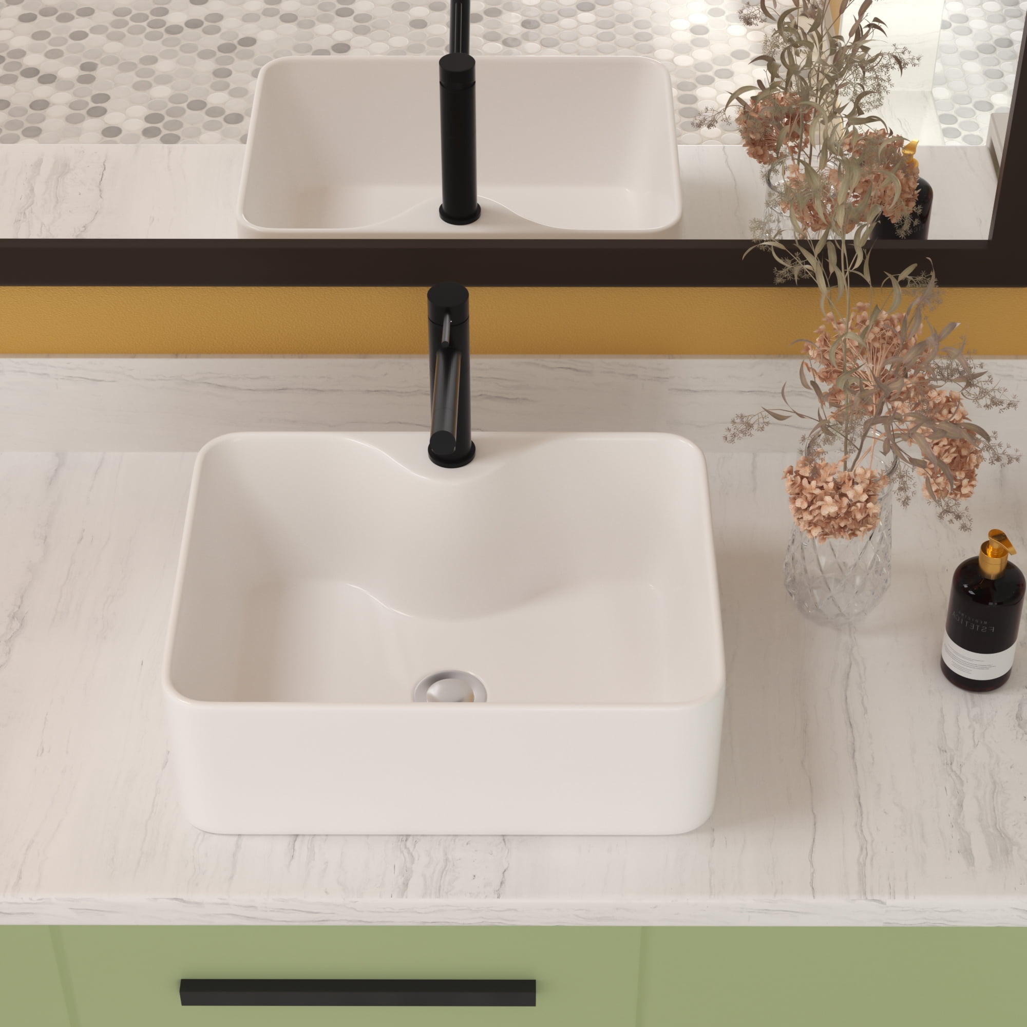 16"X12" White Ceramic Rectangular Vessel Bathroom Sink,White Ceramic ...