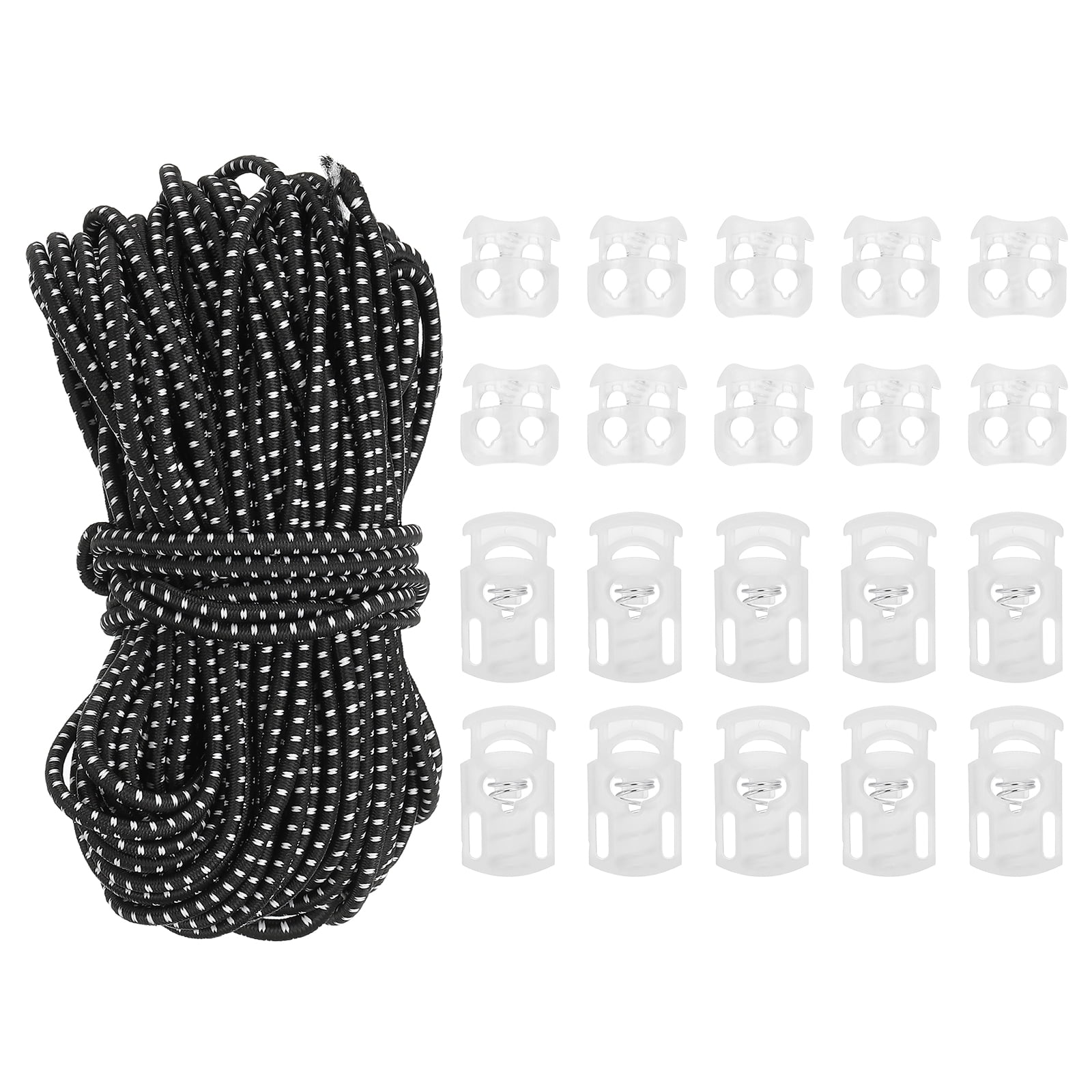 16 Yard Elastic Bungee Cord & Single Hole Cord Lock & Double Hole ...