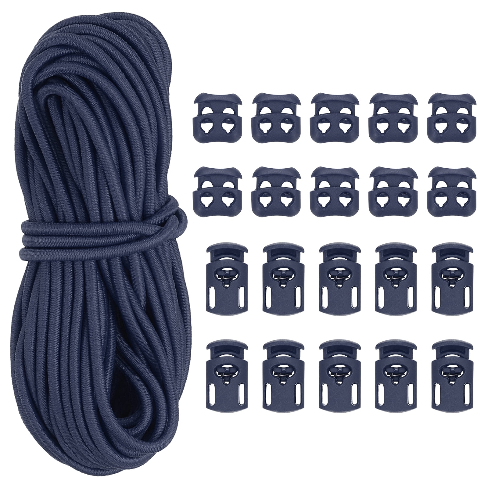 16 Yard Elastic Bungee Cord & Single Hole Cord Lock & Double Hole ...