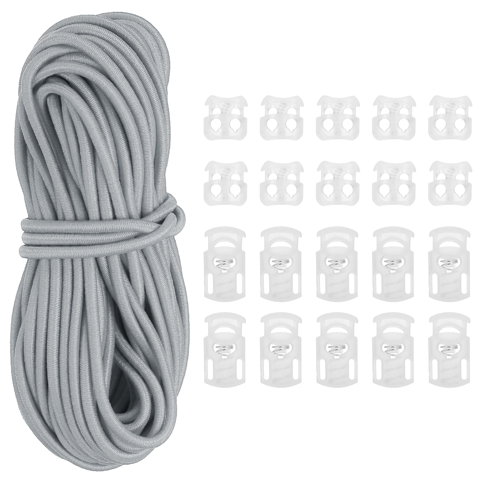 16 Yard Elastic Bungee Cord & Single Hole Cord Lock & Double Hole ...