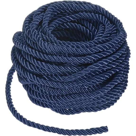 16 Yards Twisted Rope Trim, 5mm/0.2 in Navy Blue Soft Polyester Silk ...