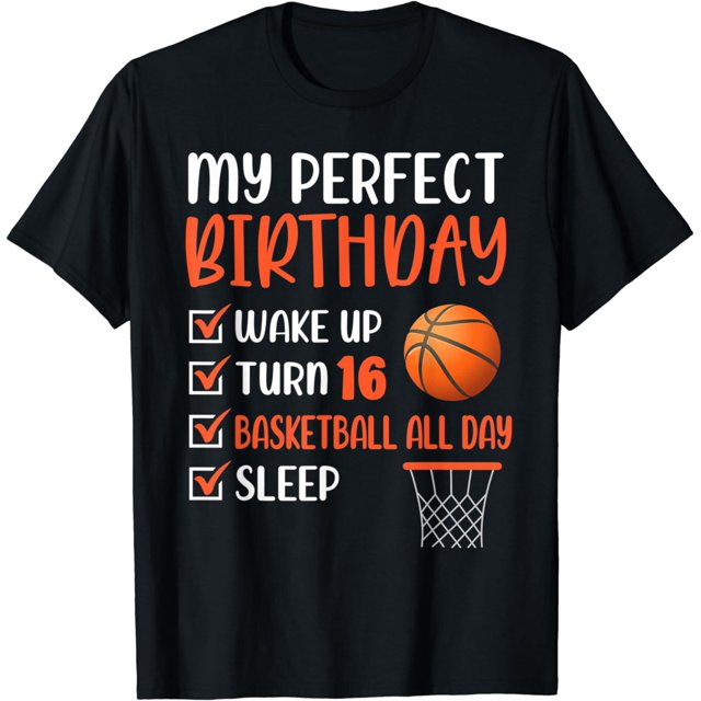 16 Year Old Basketball Birthday Party 16th Boy Sixteen T-Shirt ...
