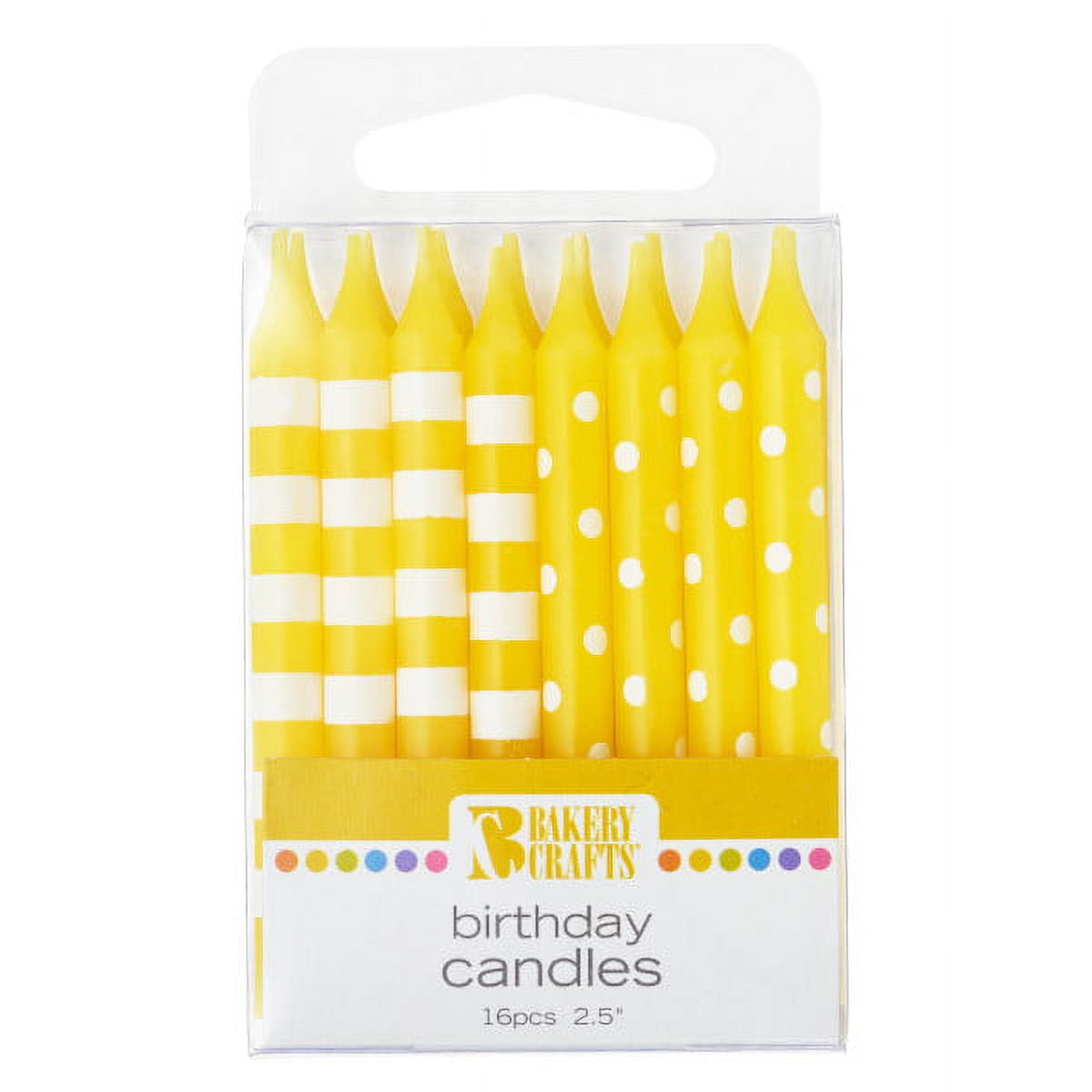 16 Yellow Stripes & Dots Pattern Candles - Walmart.com