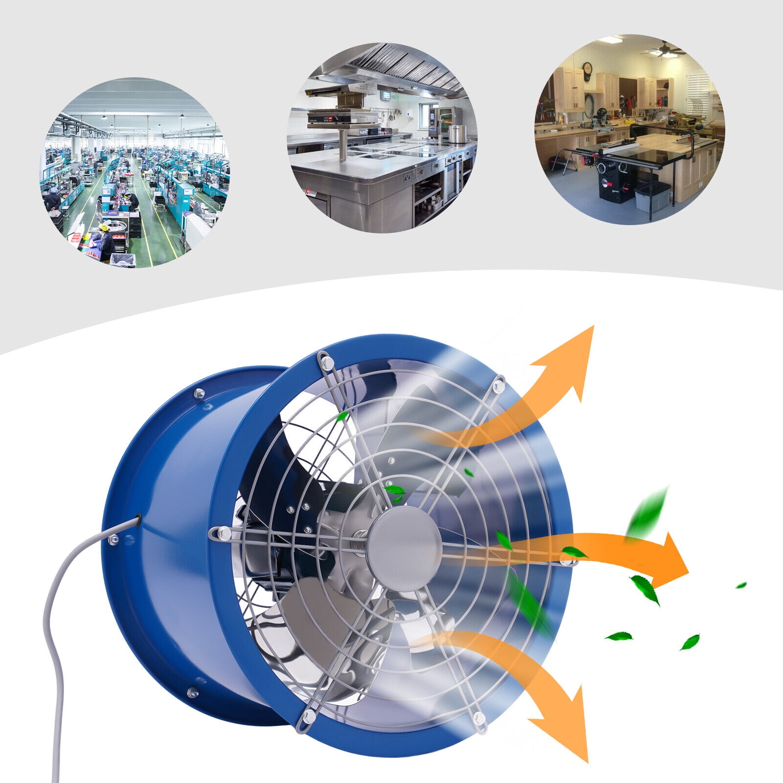 16" cylinder pipe fan, 370W all-copper motor, low noise, large angle ...