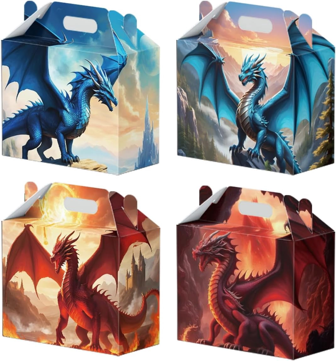 16 dragon-shaped party favor boxes - dragon theme party gift paper ...