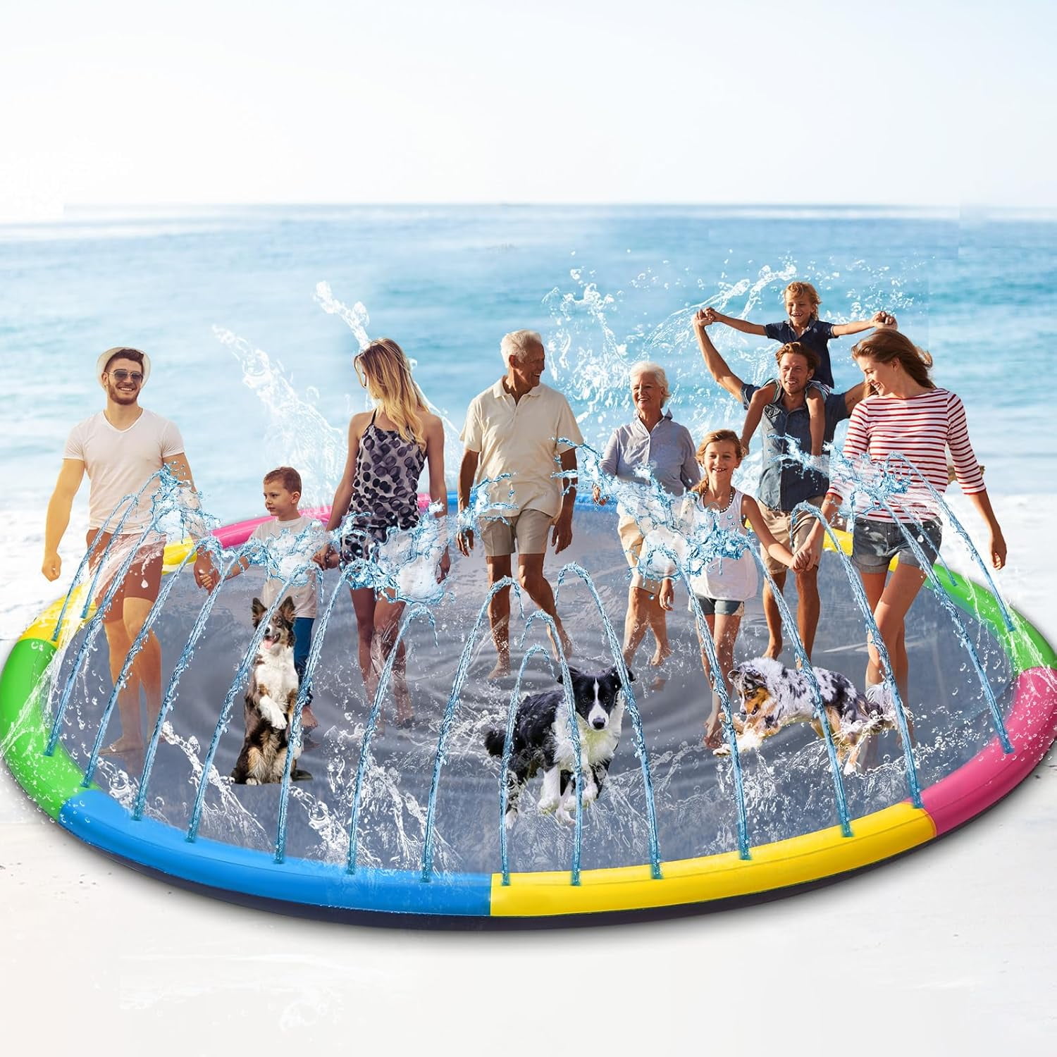 16 ft Giant Inflatable Splash Pad Extra Large 192" 2025 Update Non Slip ...
