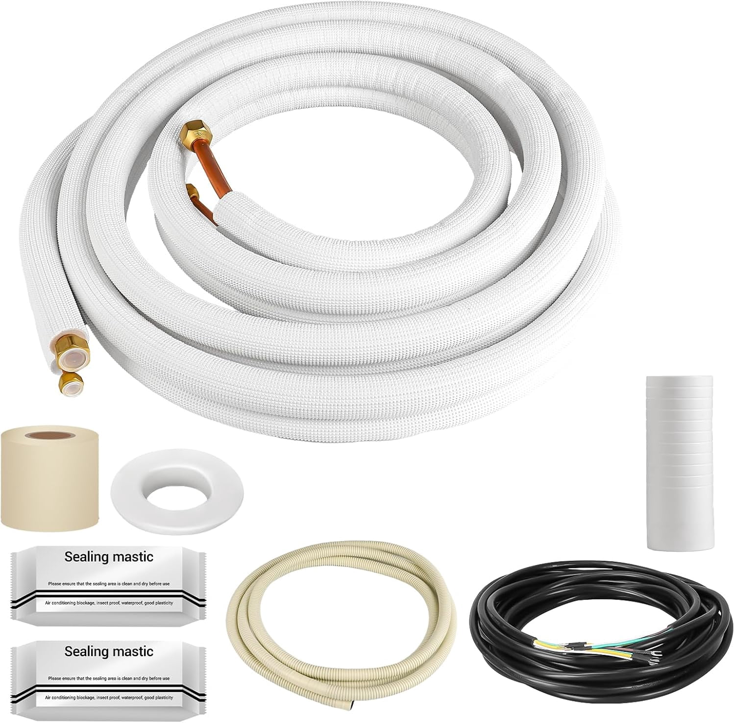 16 ft Mini Split Line Set 1/2? + 1/4? Triple-Layer Insulated, Pre ...