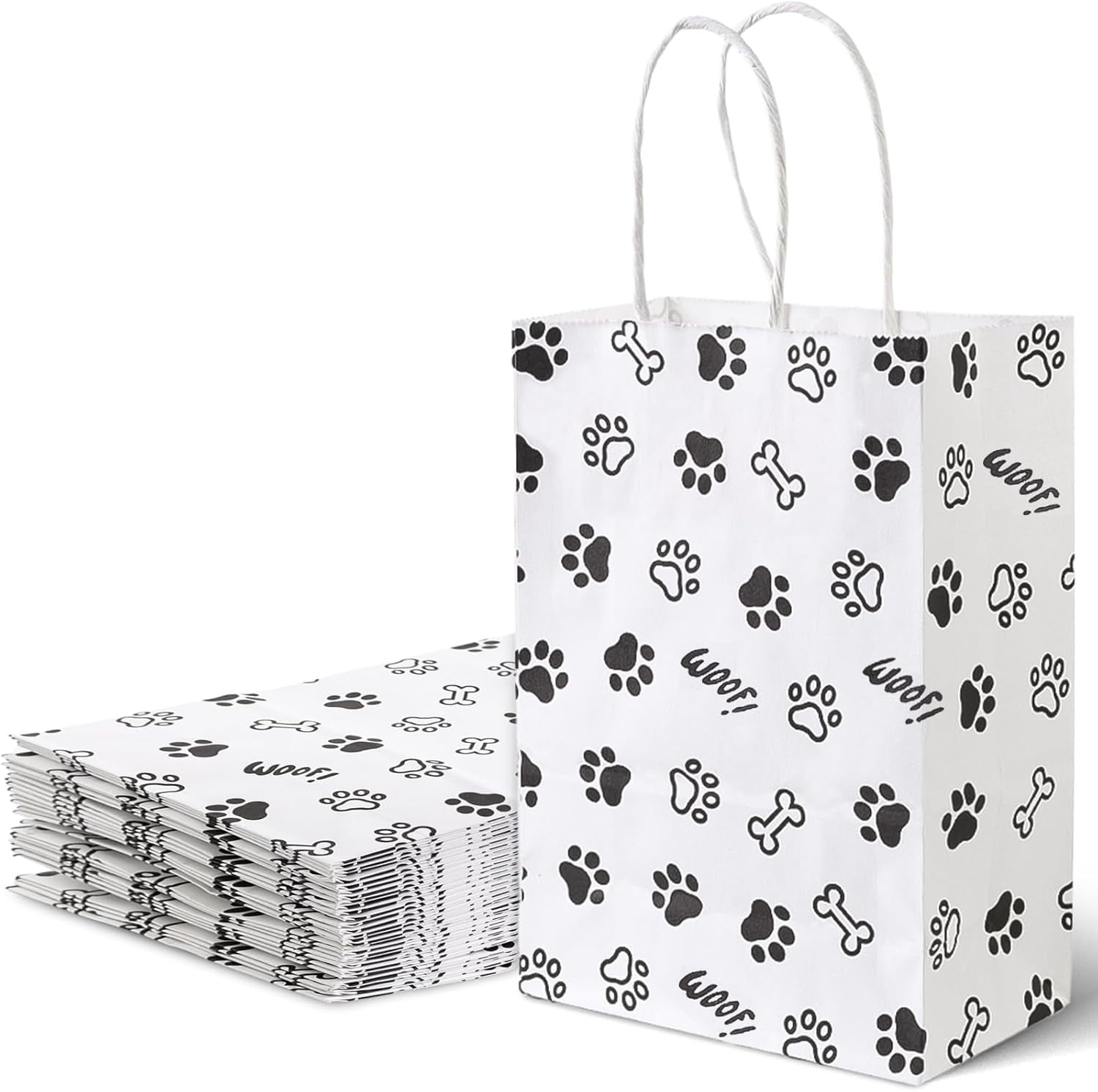 16 gift bags, paper retail grocery bag with dog paw print gift bag ...