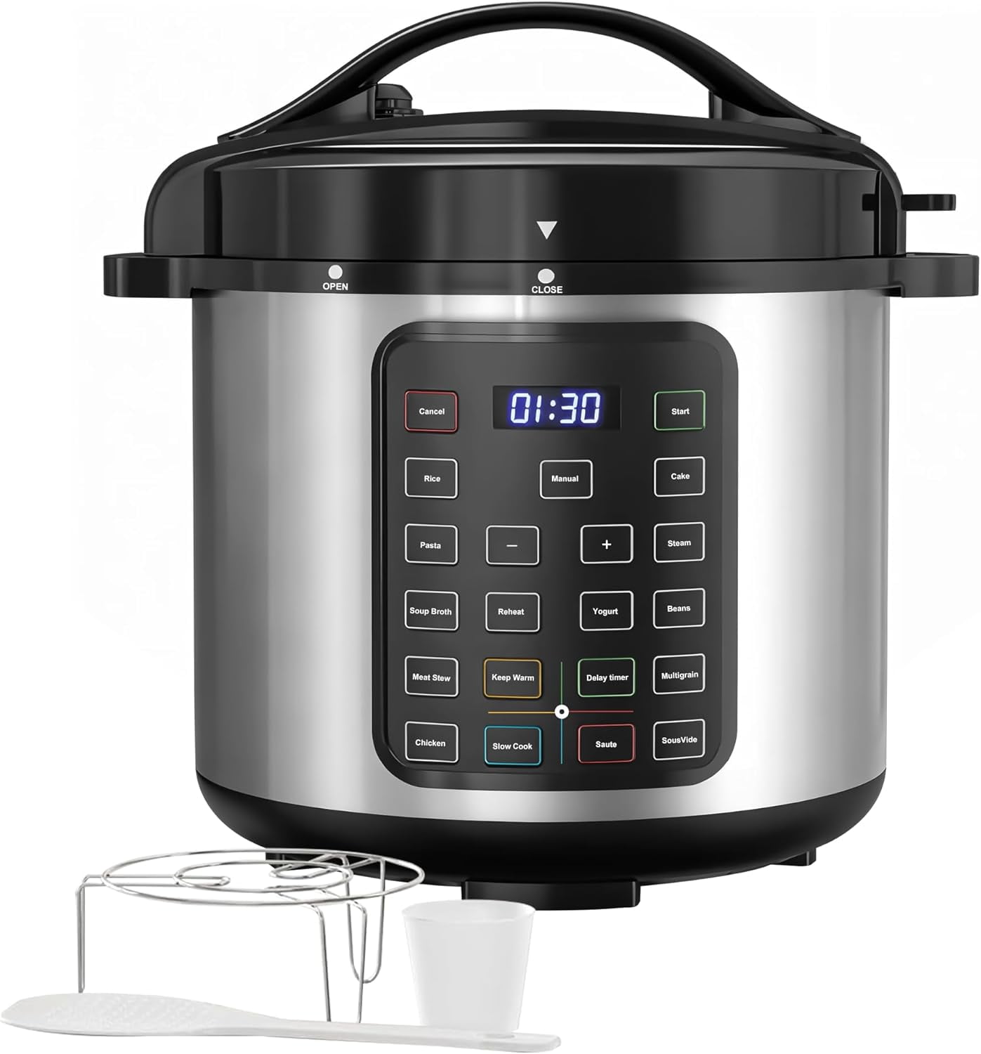 16-in-1 Electric Pressure Cooker, 8QT Stainless Steel & Non-Stick Multi ...