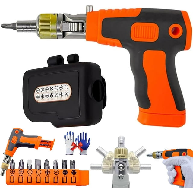 16-in-1 Multi Screwdriver Set, Multi Angles Electric Screwdriver Gun with Magnetic Bit, Ratchet ...