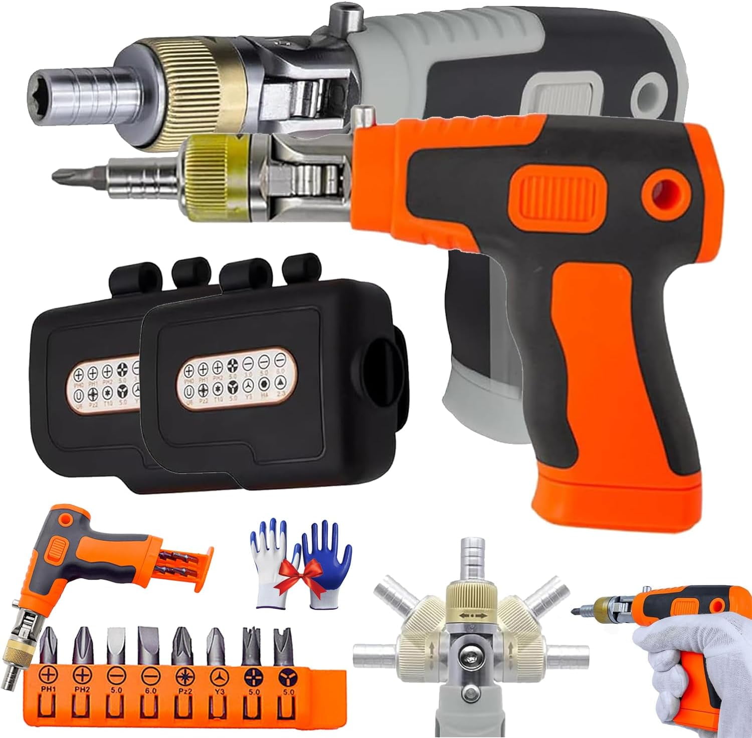 16-in-1 Multi Screwdriver Set, Multi Angles Electric Screwdriver Gun ...