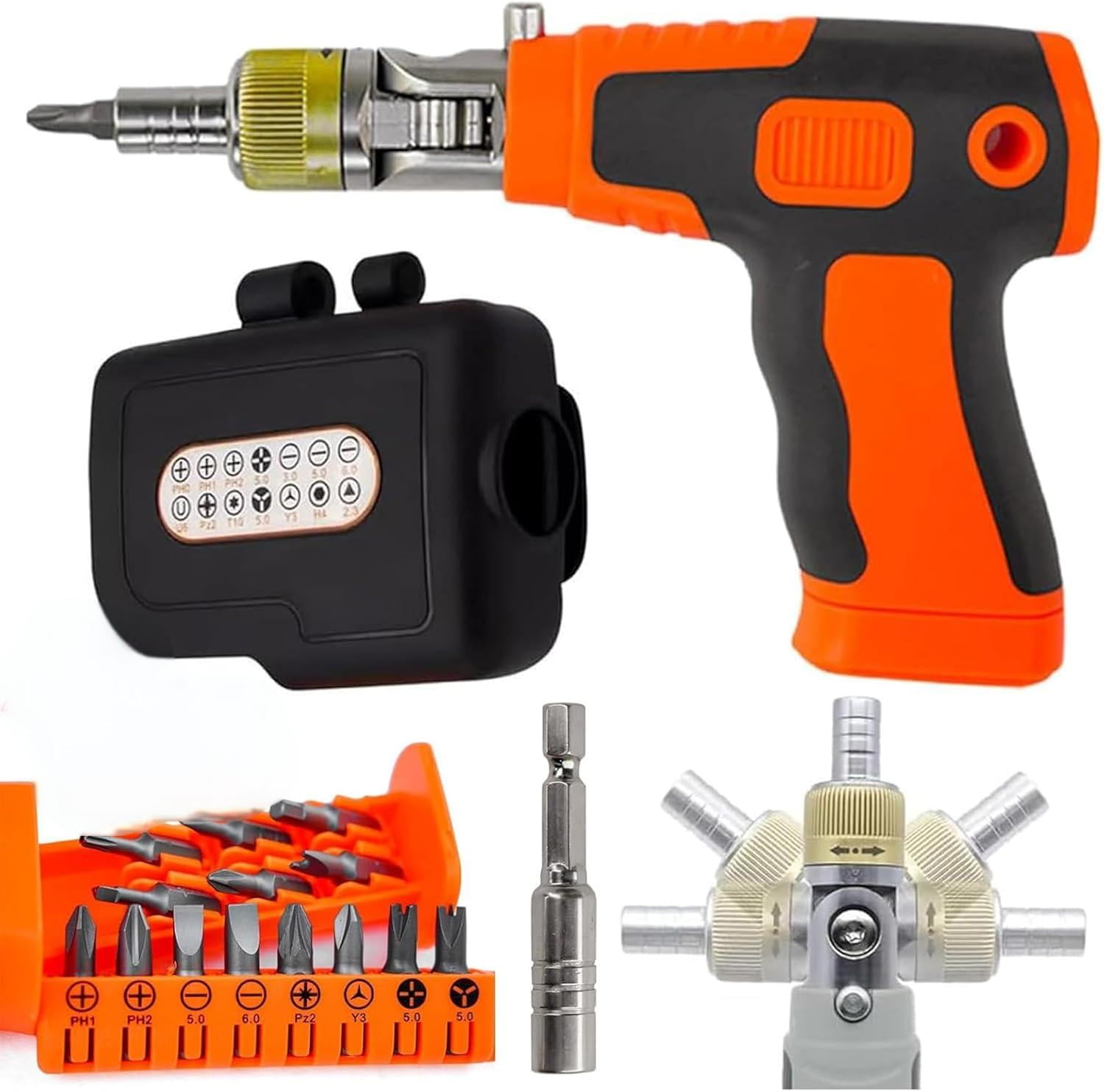 16-in-1 Multi Screwdriver Set, Multi Angles Electric Screwdriver Gun with Magnetic Bit, Ratchet ...
