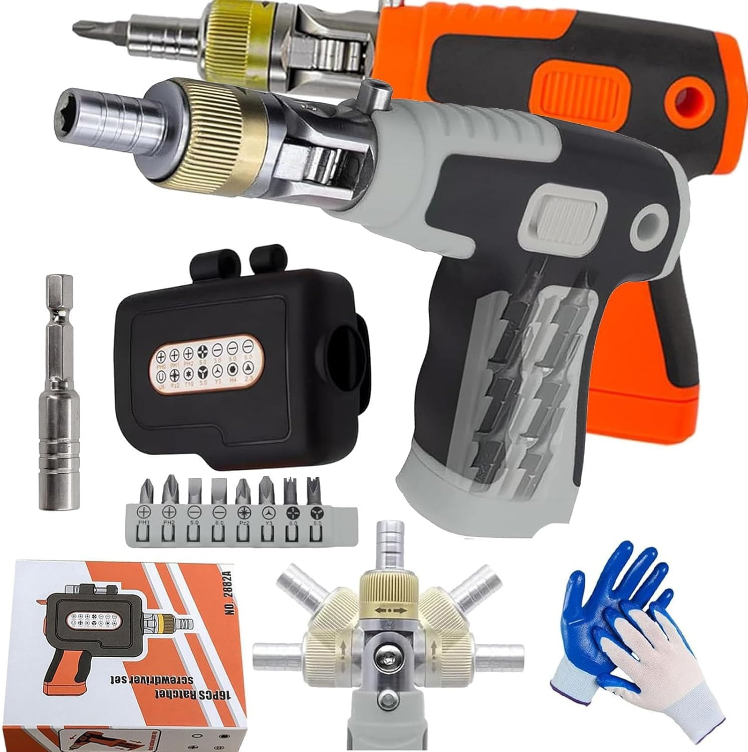 16-in-1 Multi Screwdriver Set,Multi Angles Electric Screwdriver Gun ...