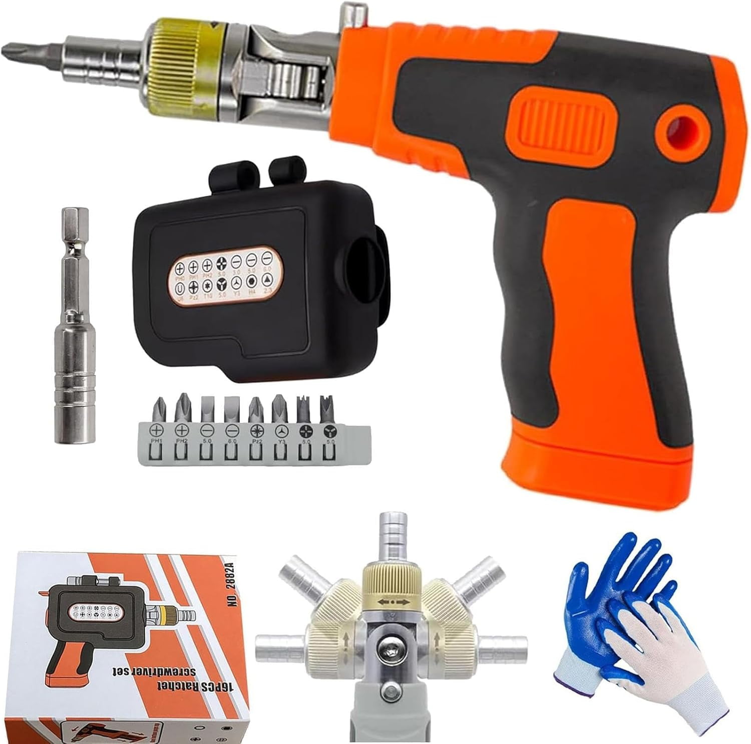 16-in-1 Multi Screwdriver Set,Multi Angles Electric Screwdriver Gun ...