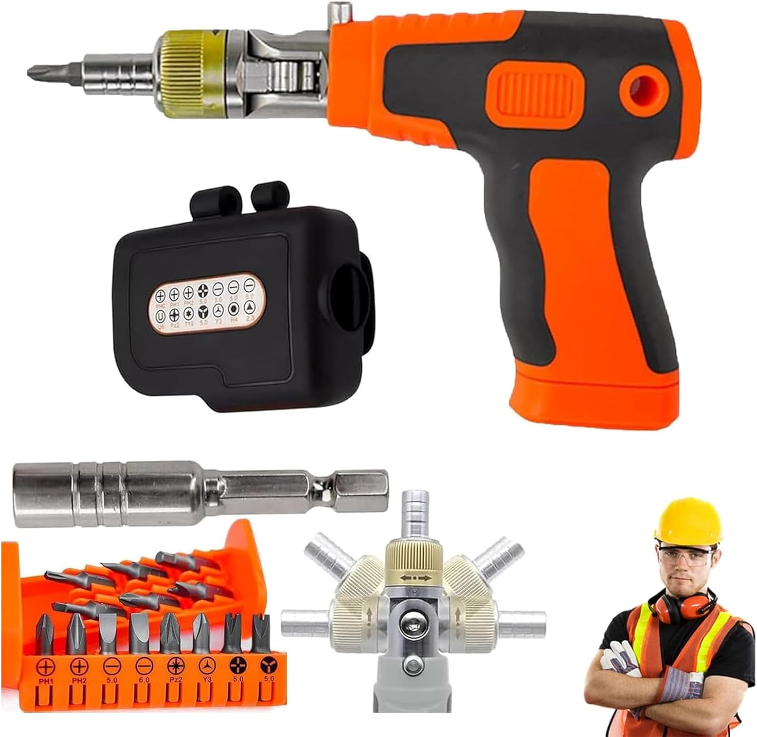 16-in-1 Multi Screwdriver Set, Multi Angles Electric Screwdriver Gun ...