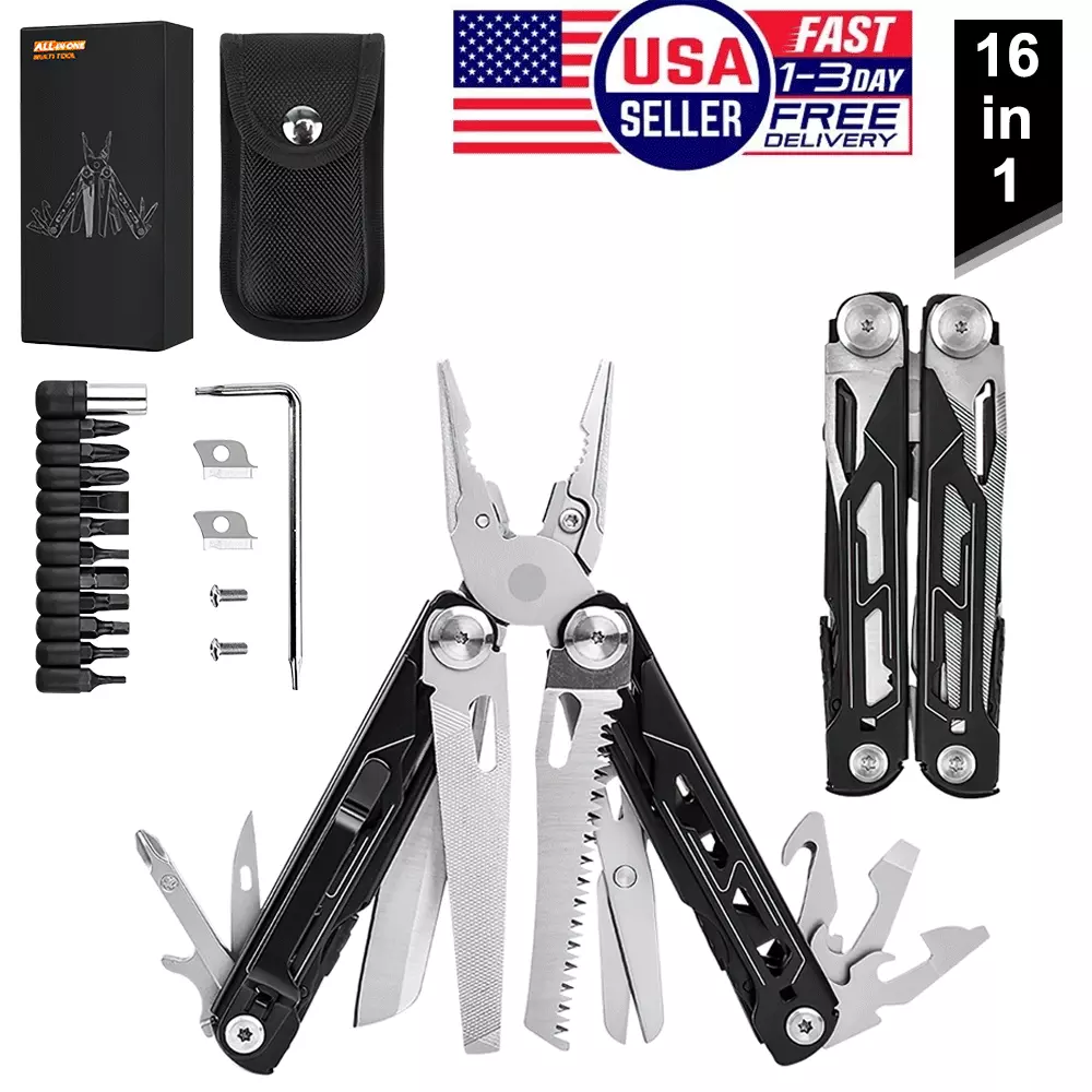 16-in-1 Multi Tool Pliers Portable Survival Compact Folding Pocket ...