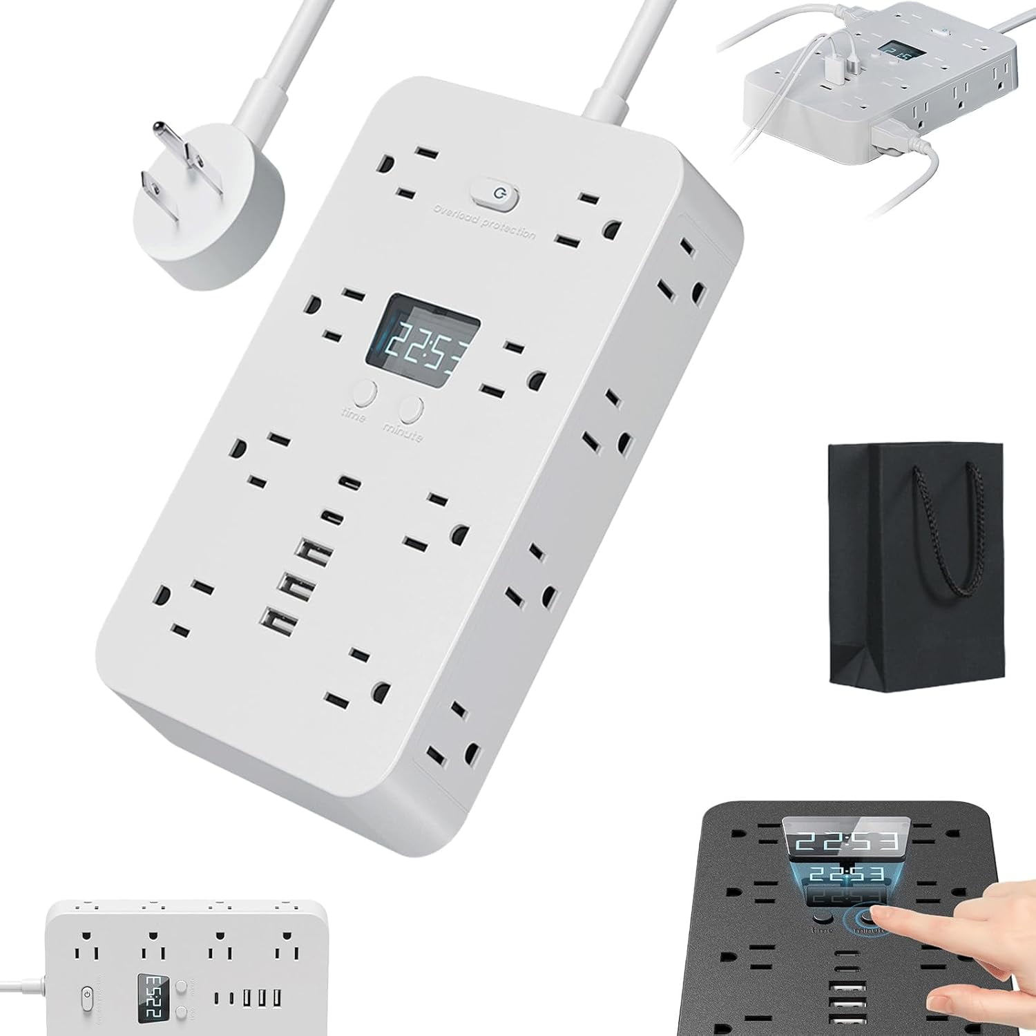 16 in 1 Power Strip,16 in 1 Power Strip Surge Protector,Multiple Outlet ...