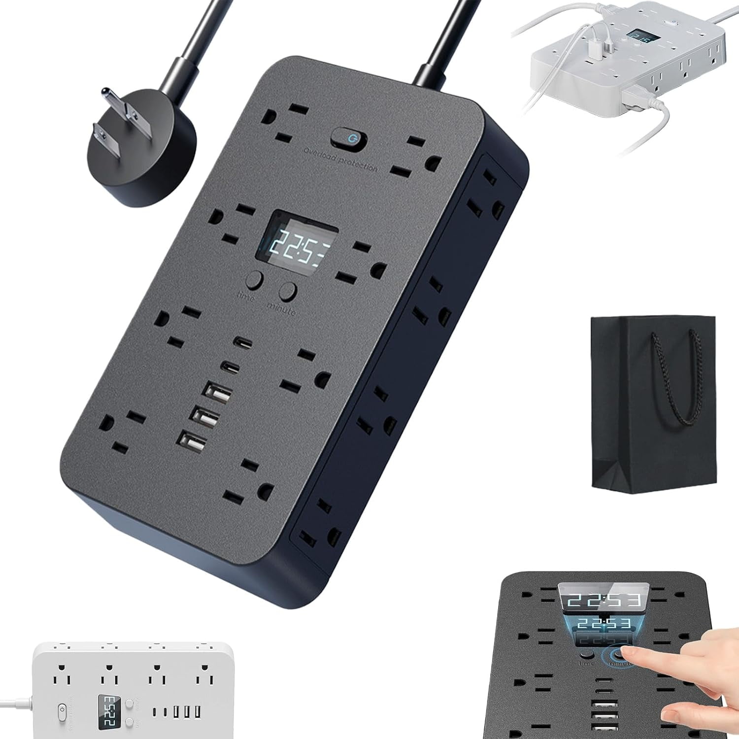 16 in 1 Power Strip,16 in 1 Power Strip Surge Protector,Multiple Outlet ...