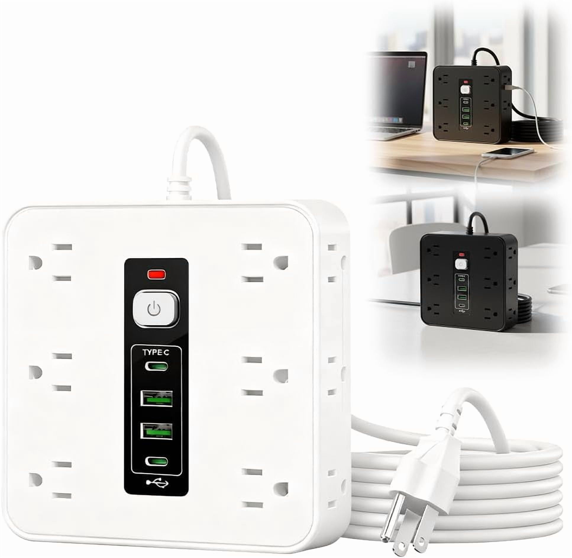 16-in-1 Power Strip with Switch & Surge Protection, 6.5FT Flat Plug ...