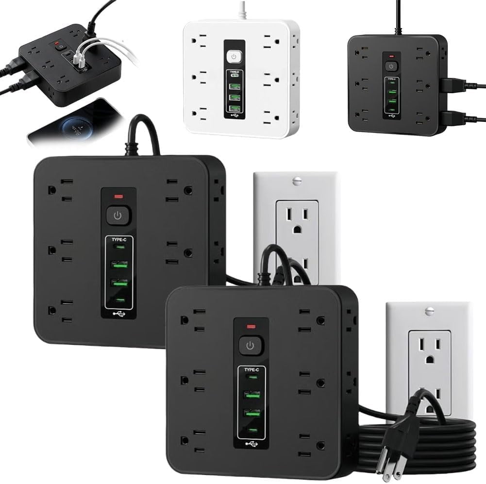 16-in-1 Power Strip with Switch & Surge Protection,ETL Listed Fireproof ...