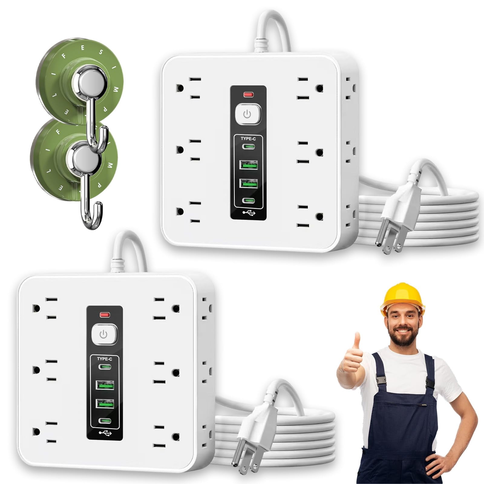 16-in-1 Power Strip with Switch & Surge Protection, ETL Listed ...