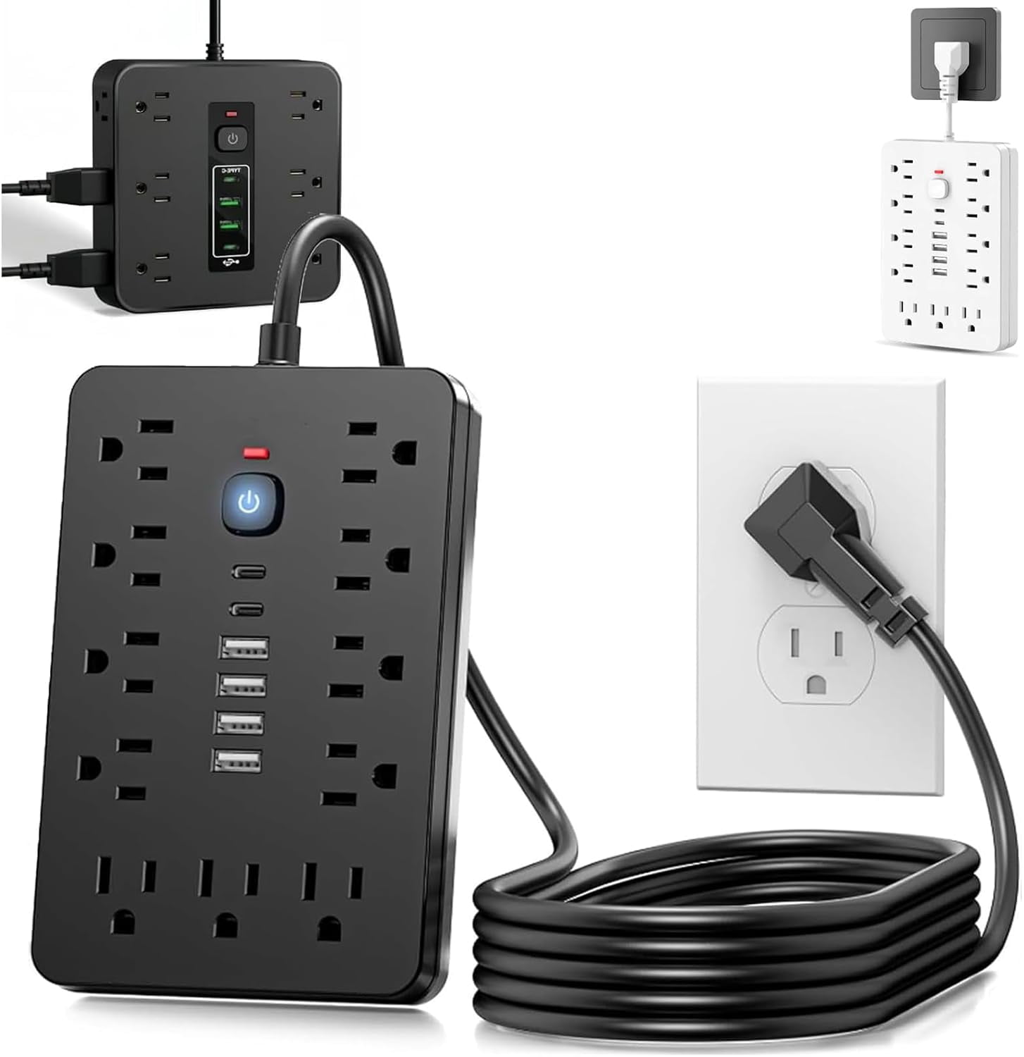 16-in-1 Power Strip with Switch & Surge Protection, Fireproof Power ...