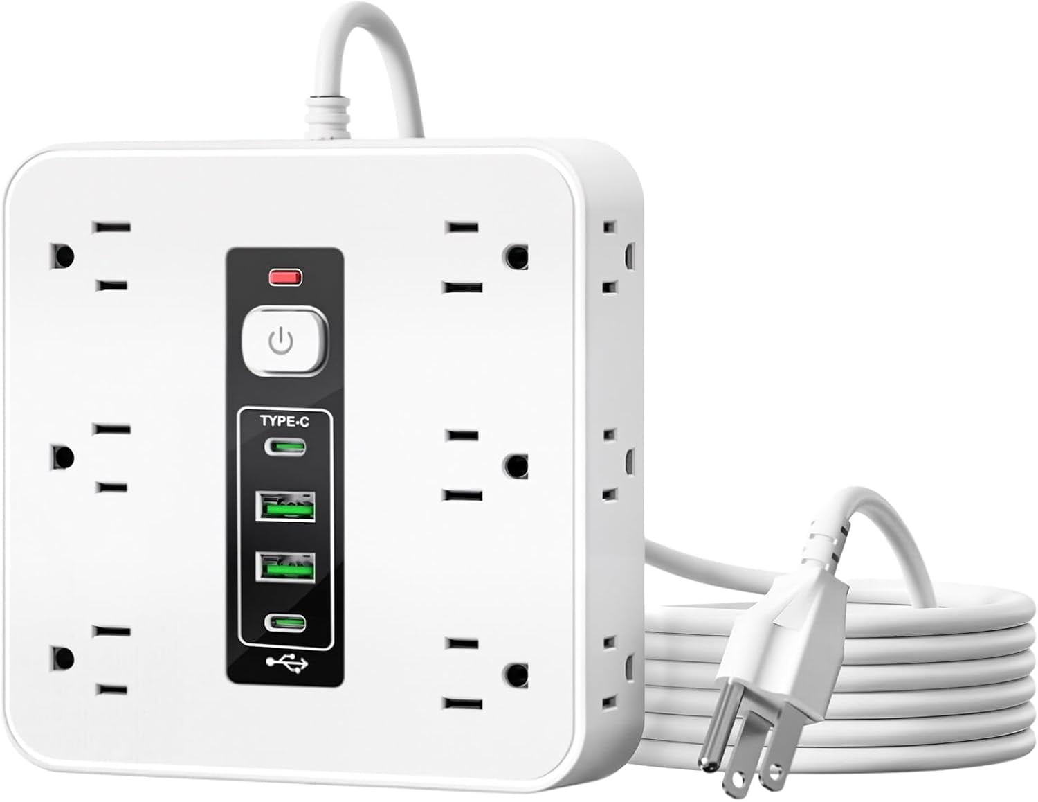 16-in-1 Power Strip with Switch & Surge Protection, Portable Flat ...
