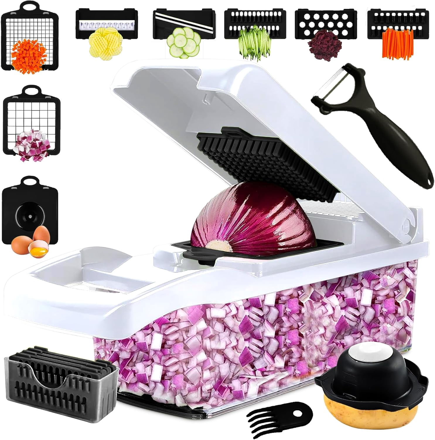 16-in-1 Vegetable Chopper and Slicer with 8 Blades – Veggie Cutter ...