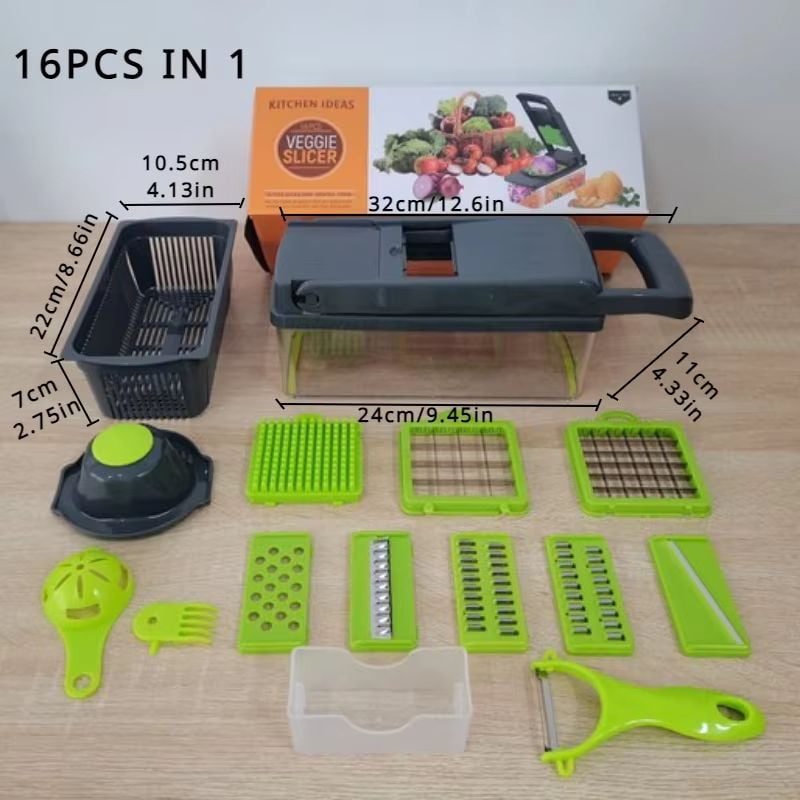 16-in-1 vegetable chopper with container, cheese chopper, vegetable ...