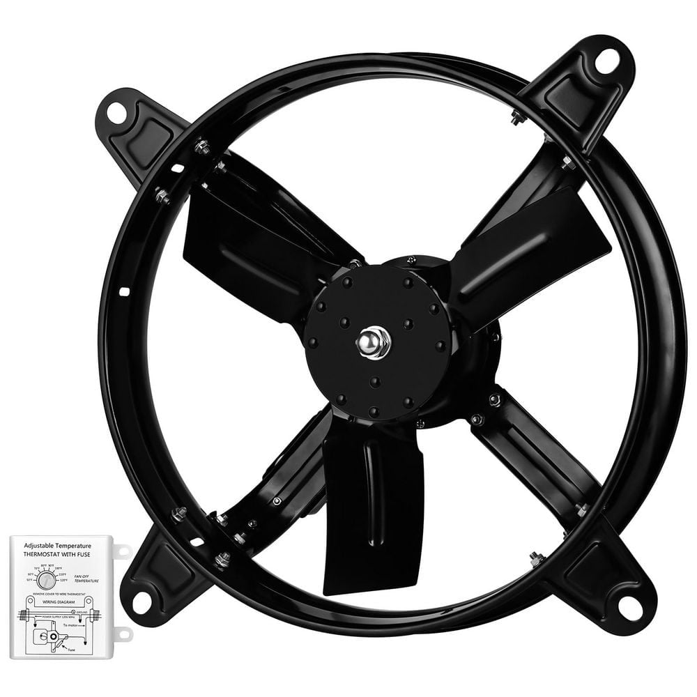 16 in. 2065 CFM Black Electric Power Gable Mount Attic Fan, with ...