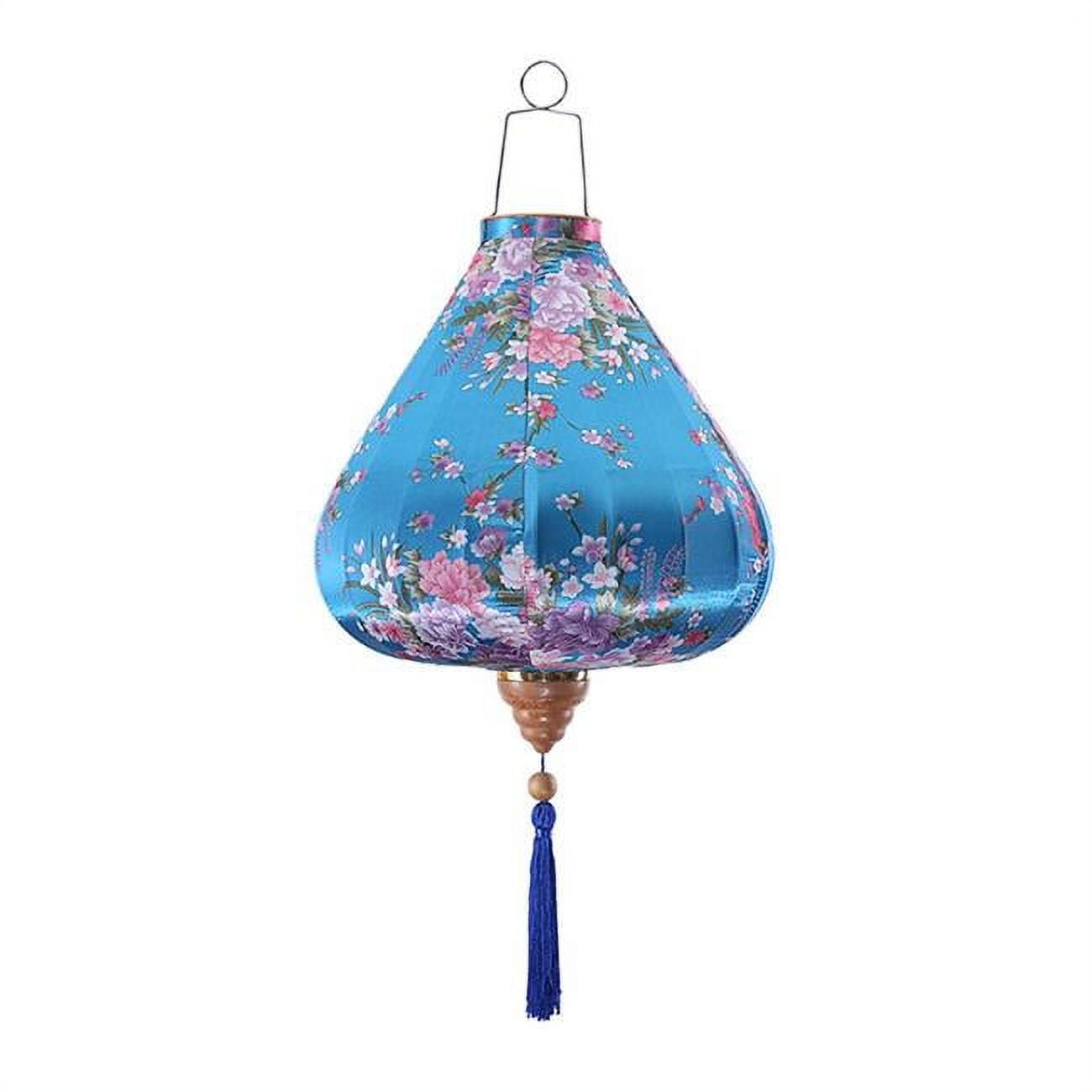 16 in. Chinese Cloth Lantern Painted Light Blue Flowers Creative Home ...