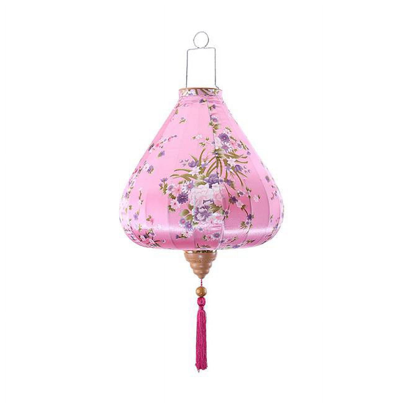 16 in. Chinese Cloth Lantern Painted Pink Flowers Traditional Home ...