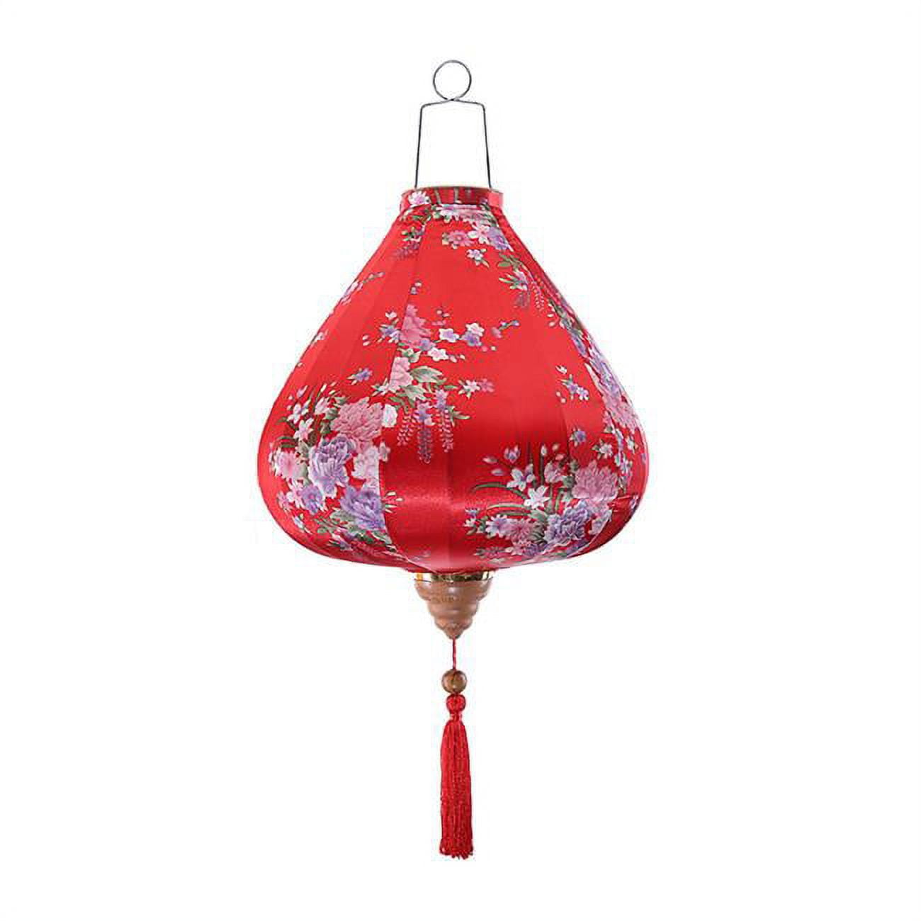 16 in. Chinese Cloth Lantern Painted Red Flowers Traditional Home ...