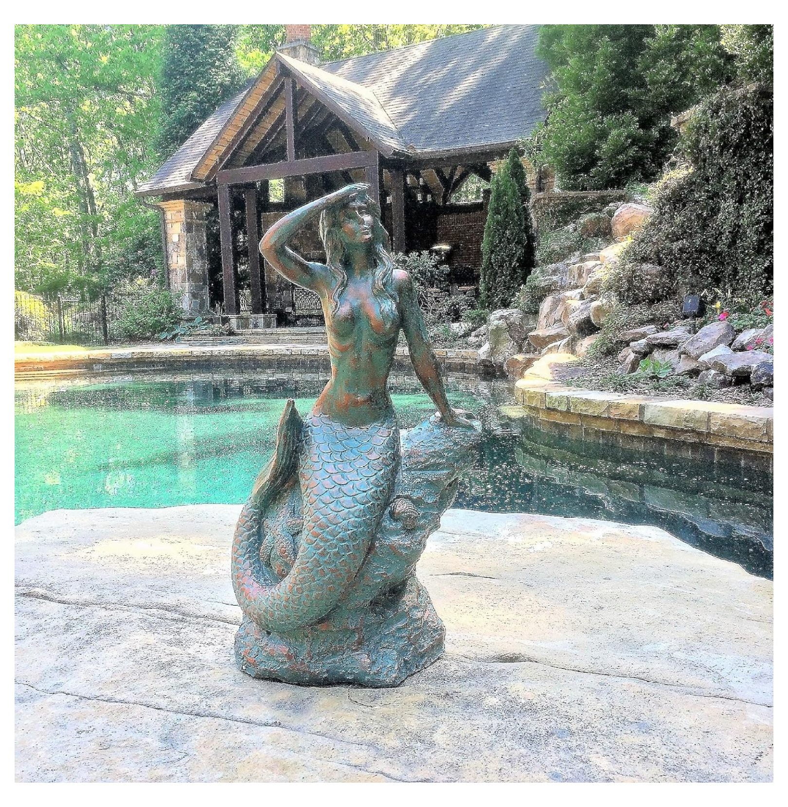 16 in. Classic Sitting on Nautical Rock Looking Out to Sea Bronze ...