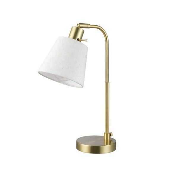 16 in. Desk Lamp, Matte Brass Finish, White Linen Shade, Pivot Joint ...