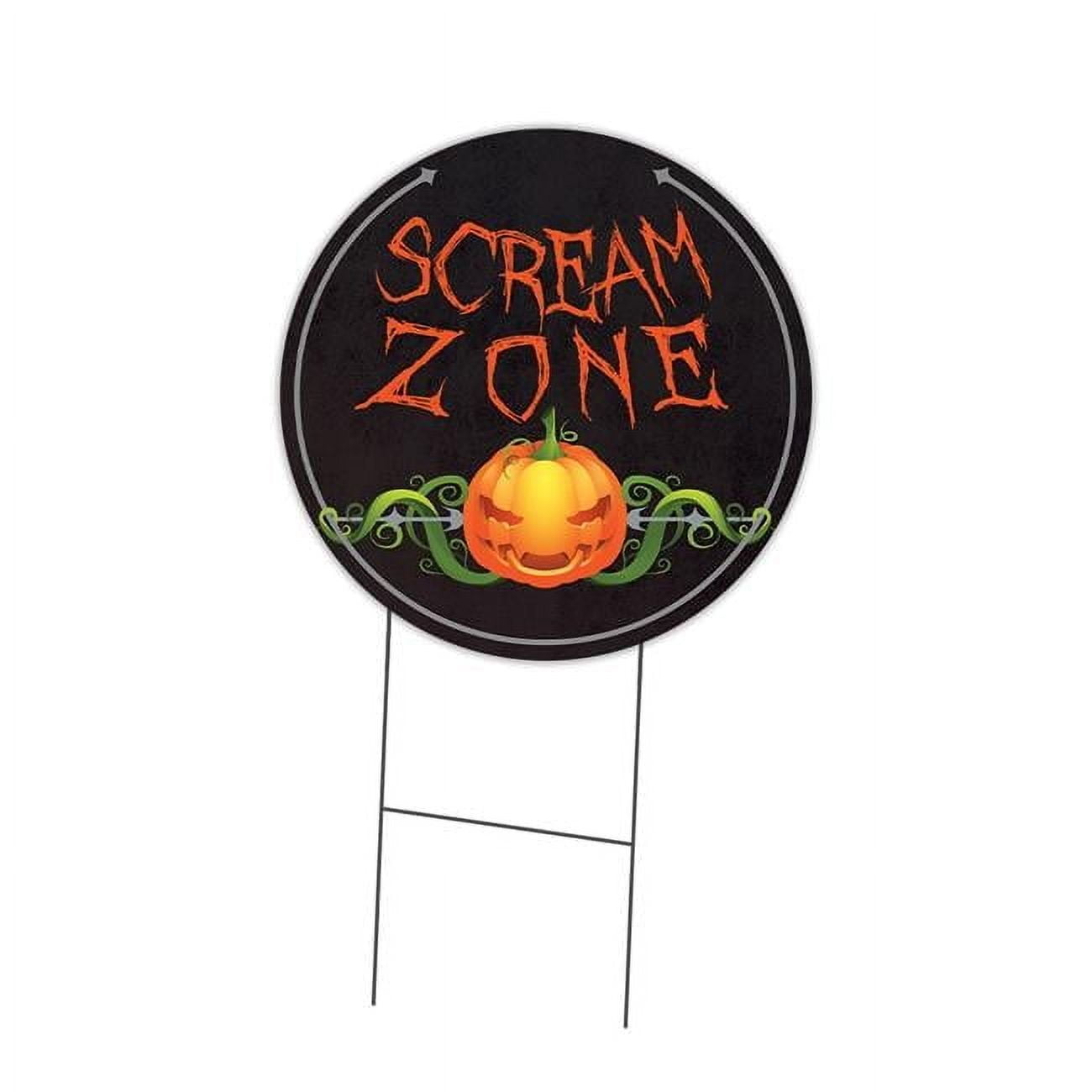 16 in. Double Sided Corrugated Circular Plastic Sign - Scream Zone ...